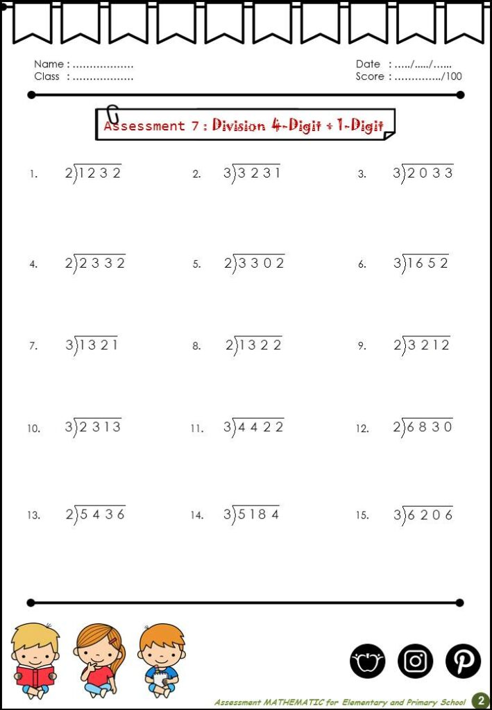 4-Digit ÷1-Digit – Math Division Worksheets – Division Word Problems ...