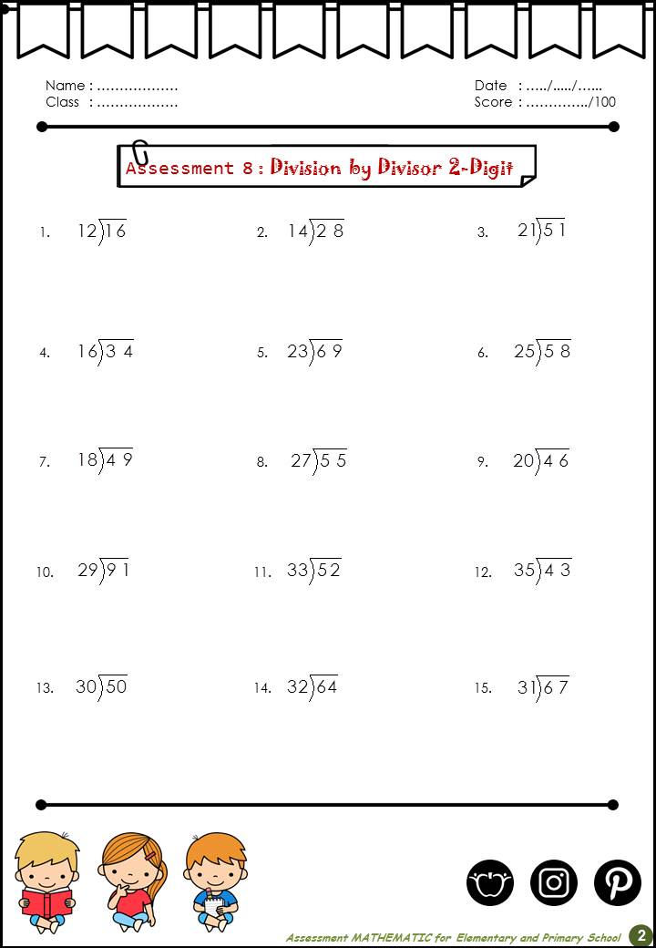 Division by Divisor 2-Digit – Math Division Worksheets – Division Word ...
