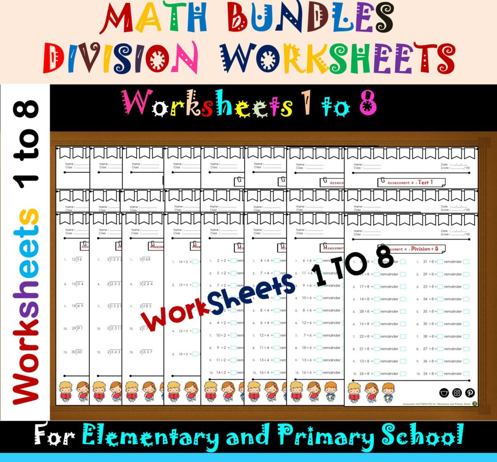 Math Division Part 1 to 8 BUNDLES – Division Worksheets – Division Word ...