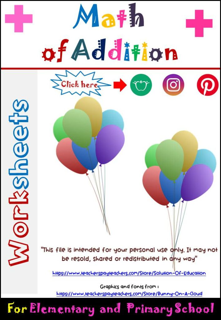 Math Addition Part 1 to 4 BUNDLES – Math Addition Worksheets – Addition ...