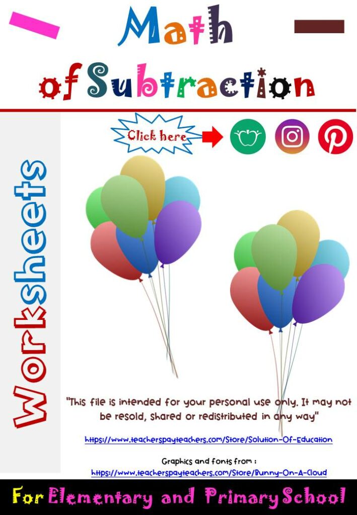 Math Subtraction Part 1 to 4 BUNDLES – Math Subtraction Worksheets ...