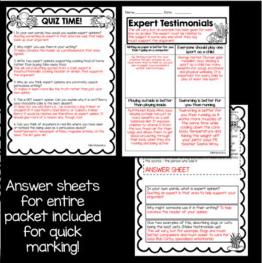 Persuasive Devices Worksheets Packet 2 | Made By Teachers