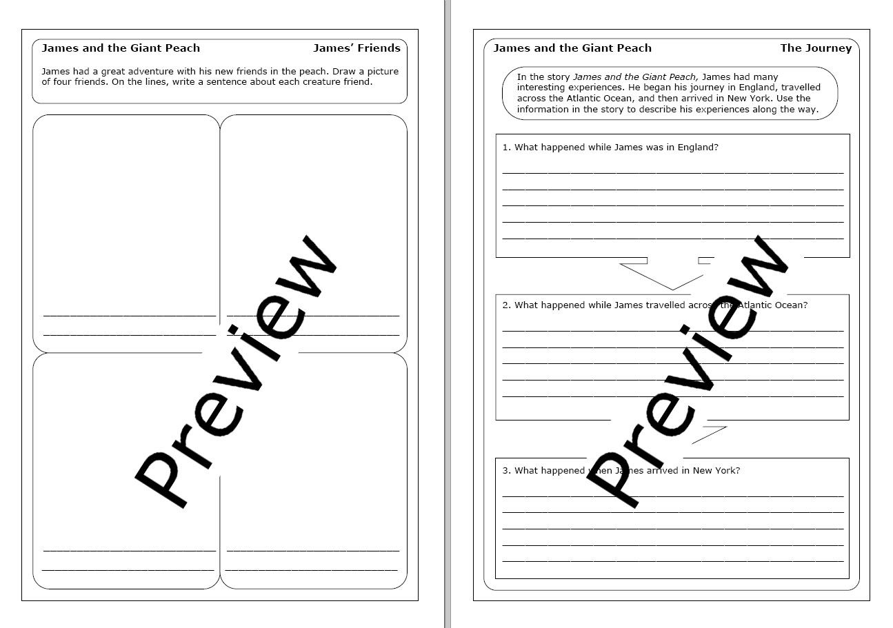 Roald Dahl "James and the Giant Peach" worksheets | Made By Teachers