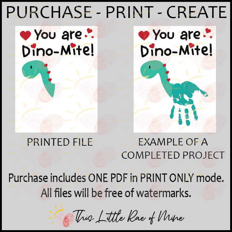 You are Dino-mite - dinosaur - Valentine's Day - printable - Handprint ...