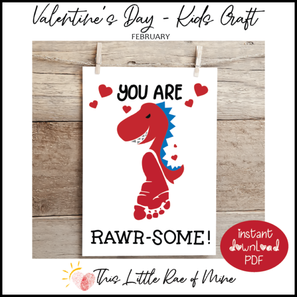 You are RAWR-some - dinosaur - Valentine's Day - printable - Handprint ...