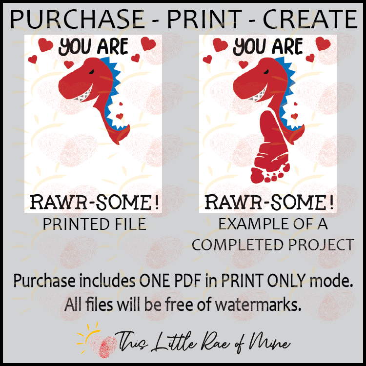 You are RAWR-some - dinosaur - Valentine's Day - printable - Handprint ...