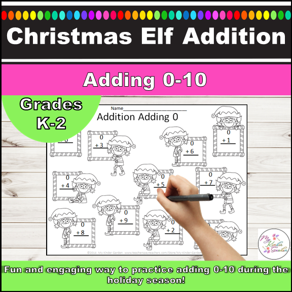 Christmas Elf Addition Worksheets Adding 0-10 Math Printables | Made By ...