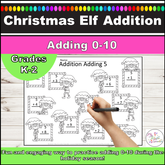 Christmas Elf Addition Worksheets Adding 0-10 Math Printables | Made By ...