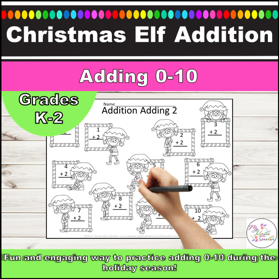 Christmas Elf Addition Worksheets Adding 0-10 Math Printables | Made By ...