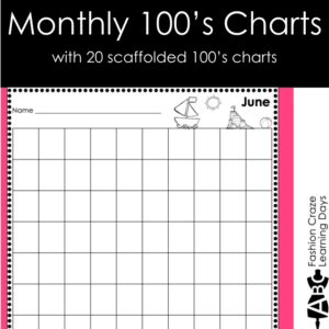 100s Chart Monthly Practice and Scaffolded Sheets | Made By Teachers
