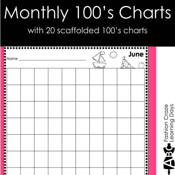 100s Chart Monthly Practice and Scaffolded Sheets | Made By Teachers