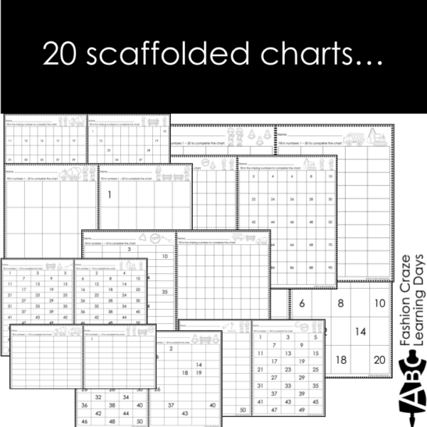100s Chart Monthly Practice and Scaffolded Sheets | Made By Teachers