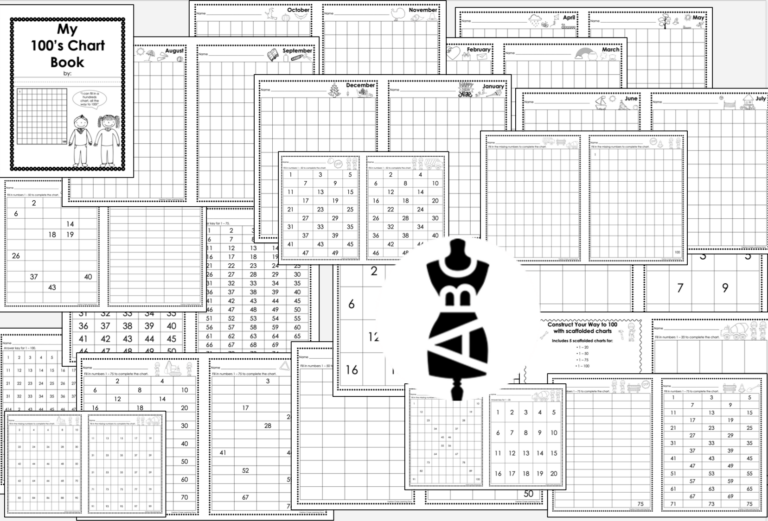 100s Chart Monthly Practice and Scaffolded Sheets | Made By Teachers