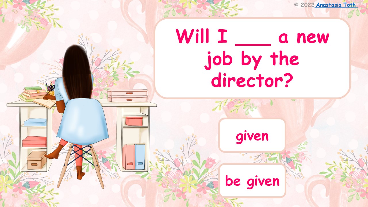 FUTURE SIMPLE PASSIVE VOICE ESL interactive grammar game quiz test ...