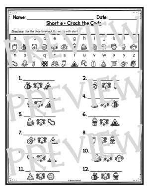 CVC Short e Words Phonics Worksheets | Made By Teachers