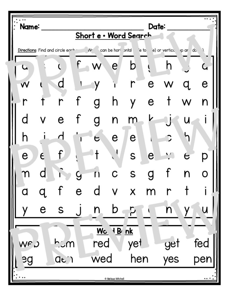 CVC Short e Words Phonics Worksheets | Made By Teachers