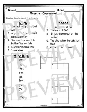 CVC Short e Words Phonics Worksheets | Made By Teachers