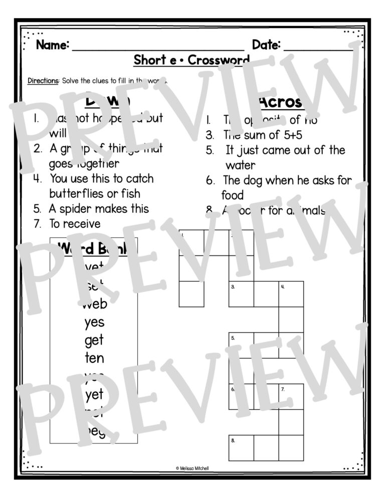 CVC Short e Words Phonics Worksheets | Made By Teachers
