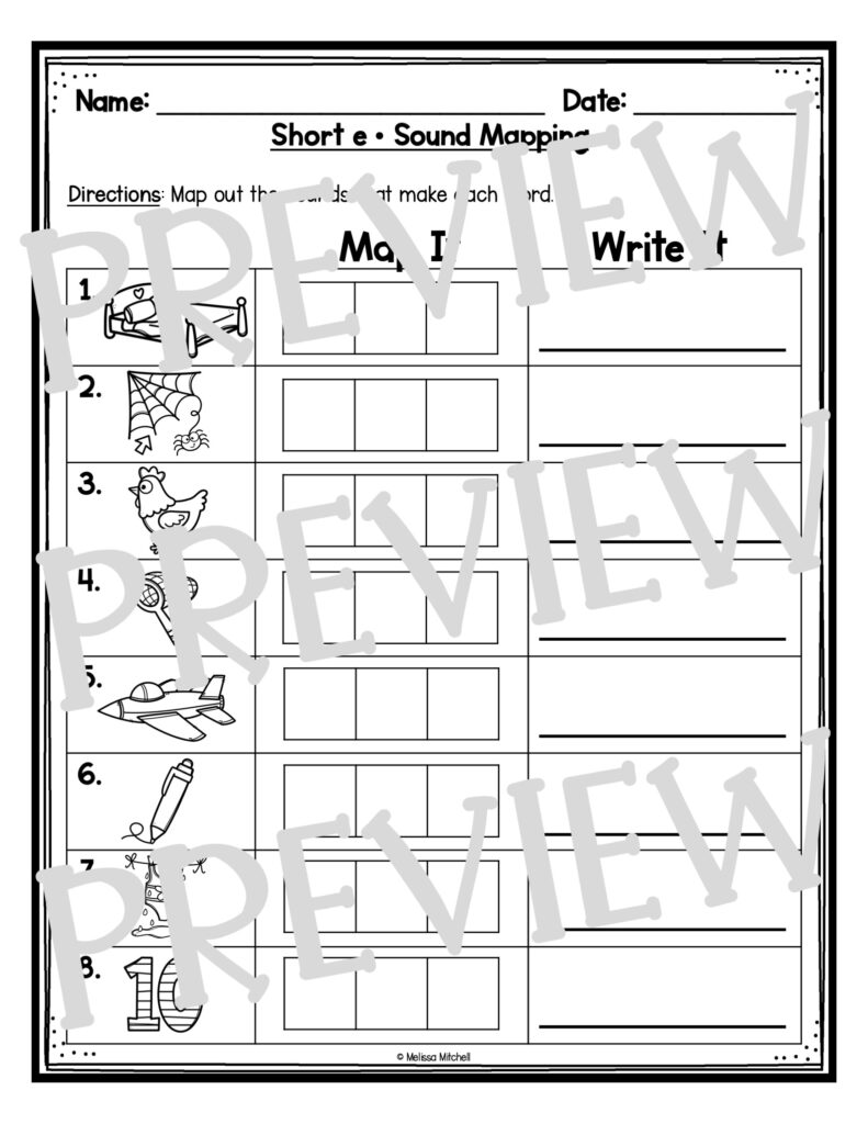 CVC Short e Words Phonics Worksheets | Made By Teachers