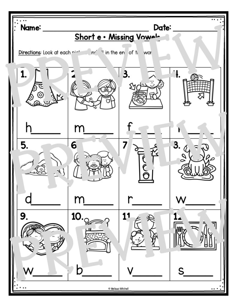 CVC Short e Words Phonics Worksheets | Made By Teachers