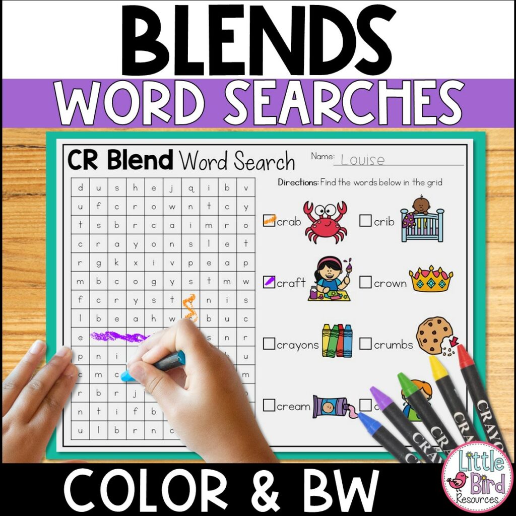 Beginning Consonant Blends Word Searches Phonics Activities Worksheets ...