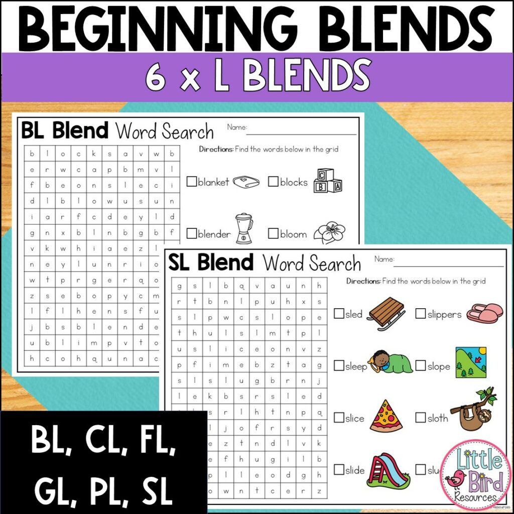 Beginning Consonant Blends Word Searches Phonics Activities Worksheets ...