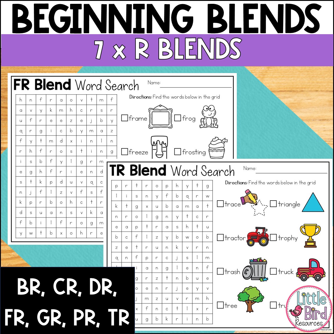 Beginning Consonant Blends Word Searches Phonics Activities Worksheets ...