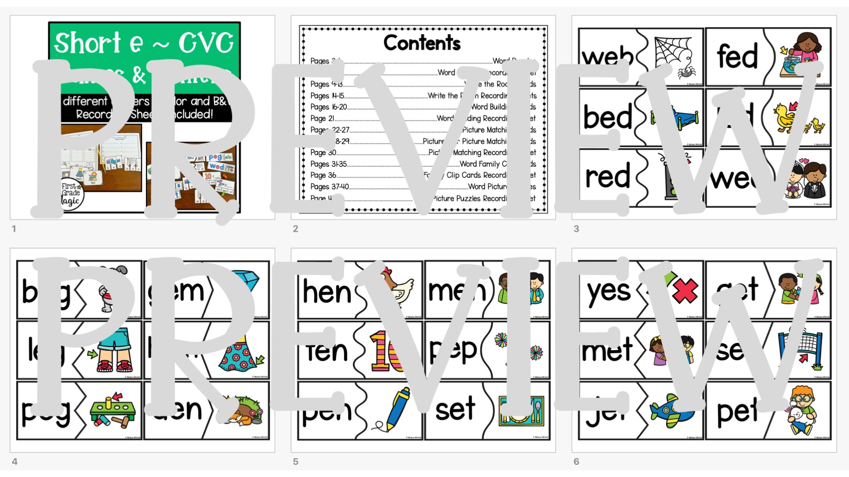 Short e CVC Words Phonics Centers and Games | Made By Teachers