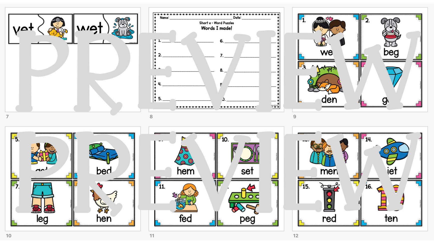 Short e CVC Words Phonics Centers and Games | Made By Teachers