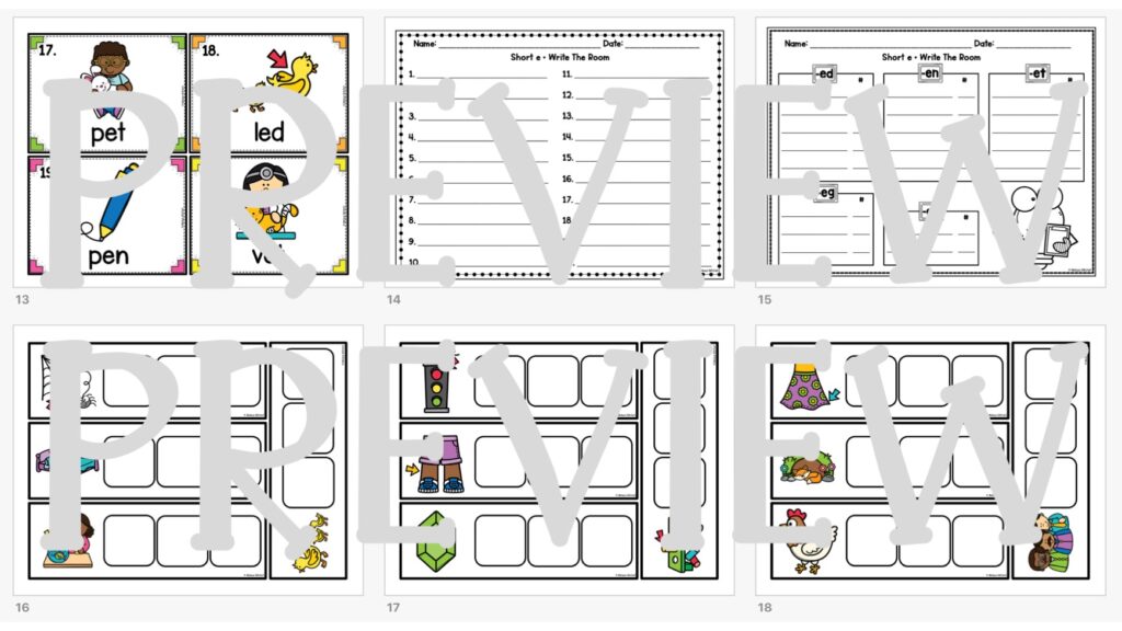 Short e CVC Words Phonics Centers and Games | Made By Teachers