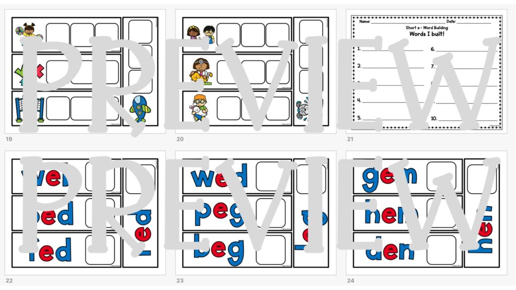 Short e CVC Words Phonics Centers and Games | Made By Teachers