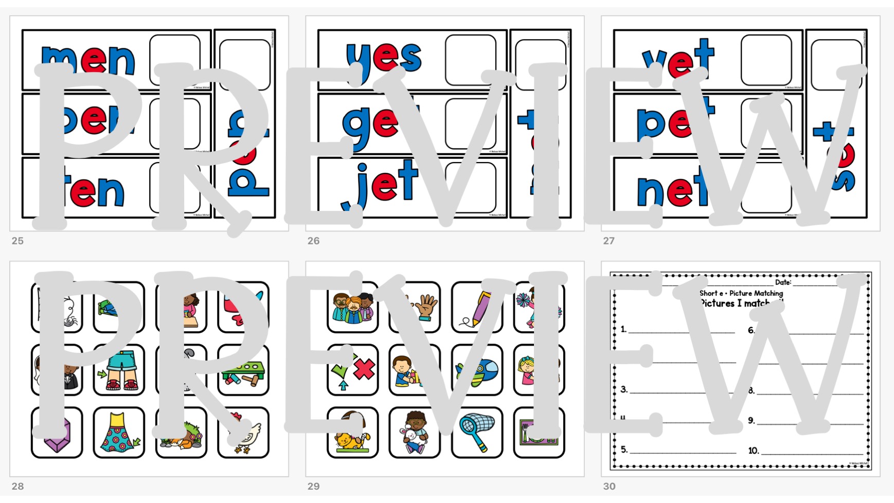 Short e CVC Words Phonics Centers and Games | Made By Teachers