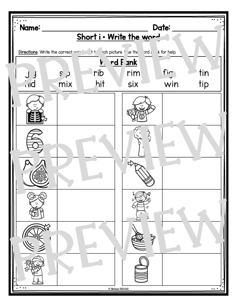 CVC Words Short i Phonics Worksheets | Made By Teachers
