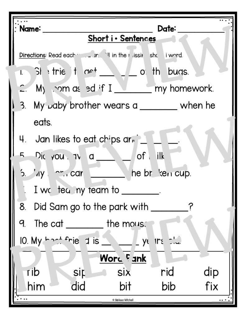 CVC Words Short i Phonics Worksheets | Made By Teachers