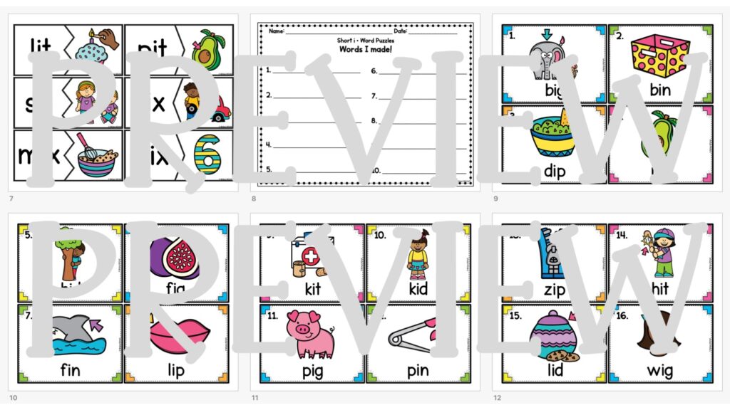 Short i CVC Words Phonics Centers and Games | Made By Teachers