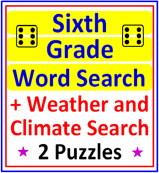 Sixth Grade Word Search PLUS Weather Climate Word Search (2 Puzzles ...