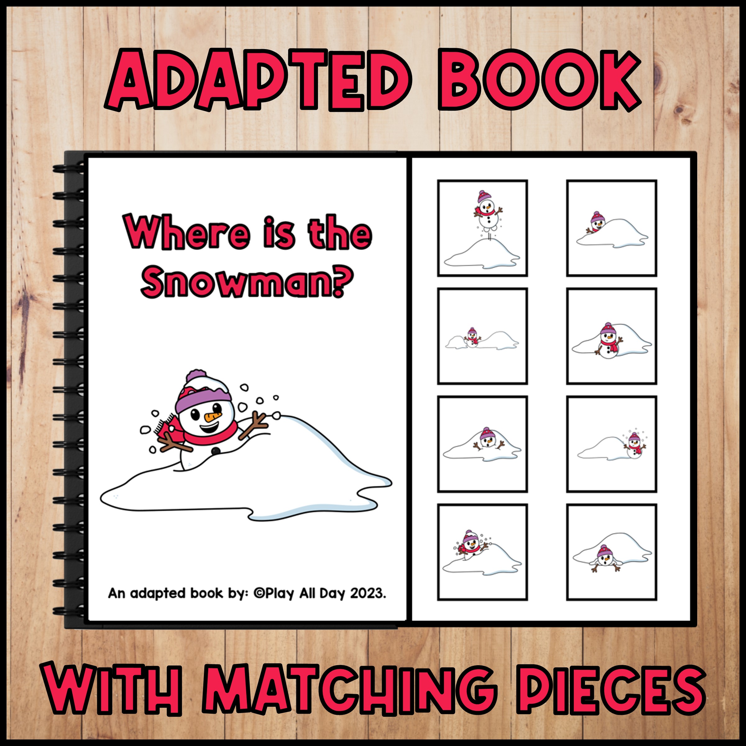 Winter Prepositions Adapted Book and Flash Cards | Snowman Interactive ...