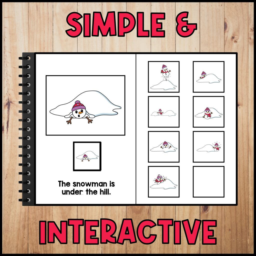 Winter Prepositions Adapted Book and Flash Cards | Snowman Interactive ...