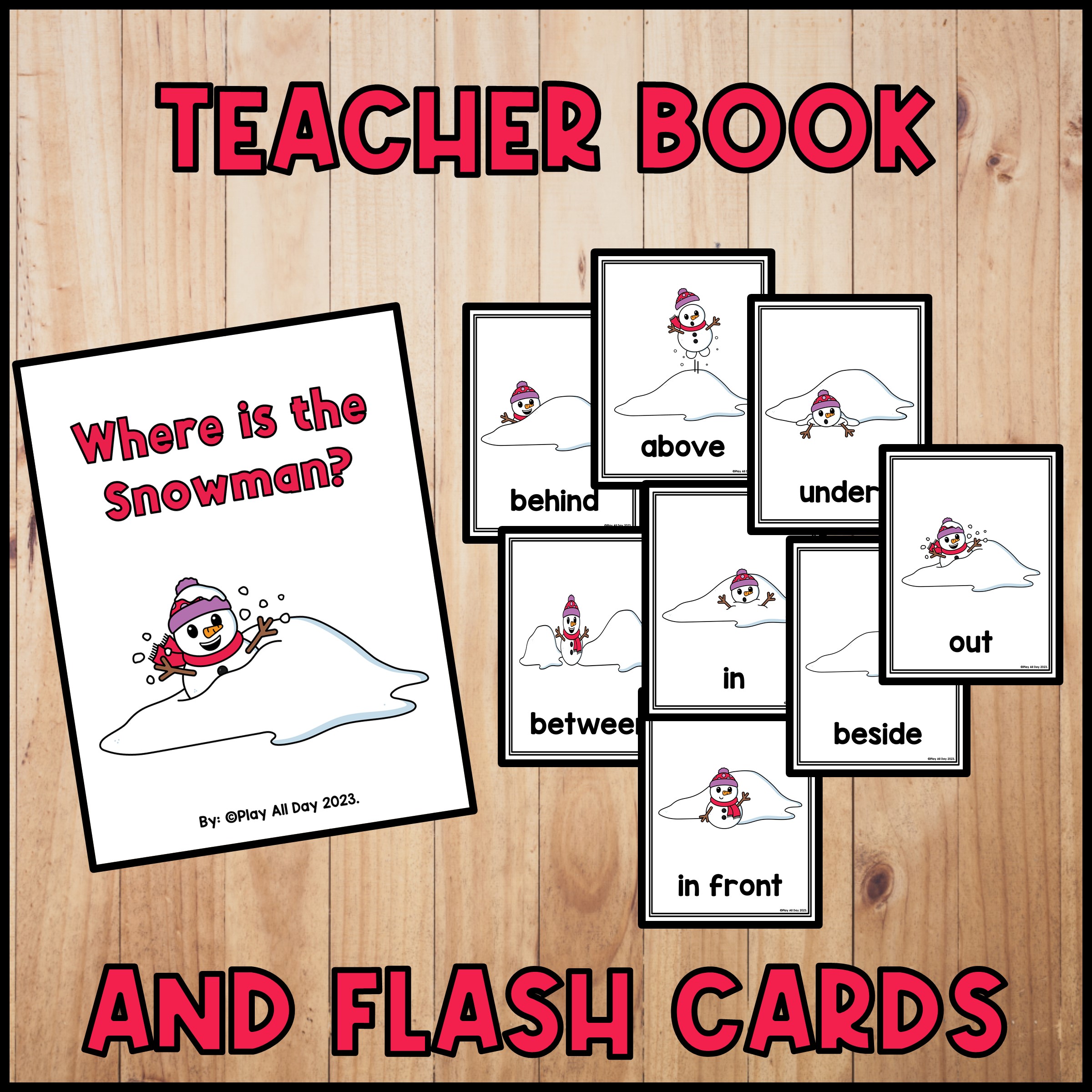 Winter Prepositions Adapted Book and Flash Cards | Snowman Interactive ...