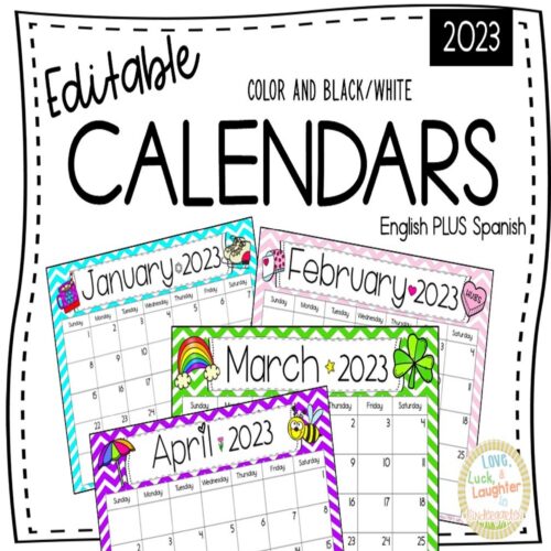 Editable Calendars 2023 Spanish English | Made By Teachers