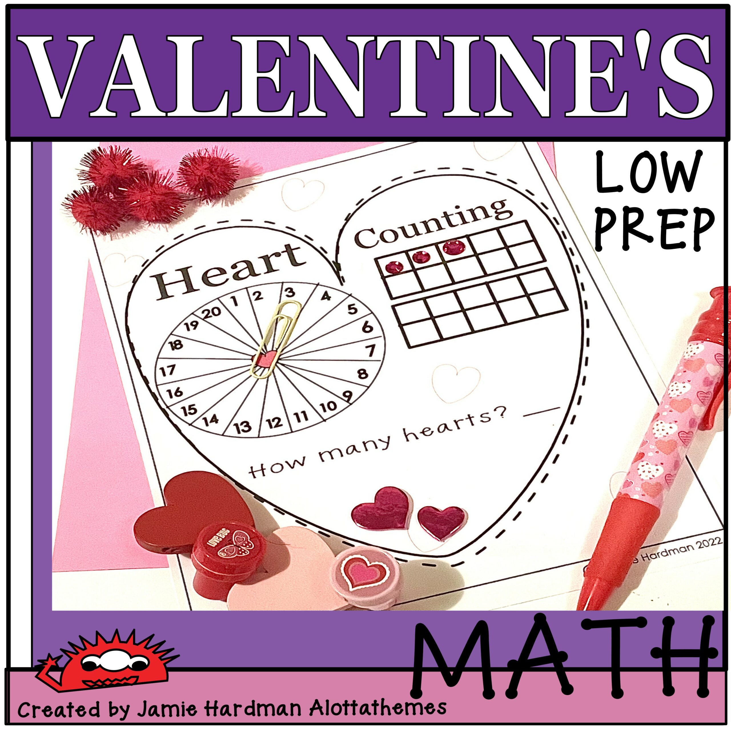Valentine's Day |Ten frame | math centers | counting | number ...