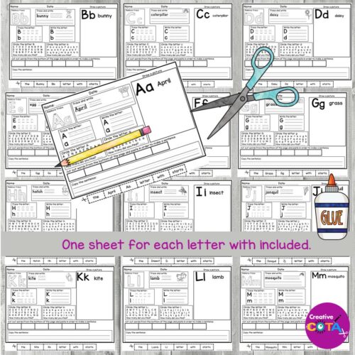 Spring ABC Letter Formation and Identification Handwriting Worksheets ...