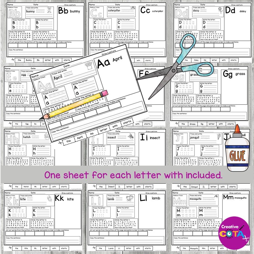 Spring ABC Letter Formation and Identification Handwriting Worksheets ...