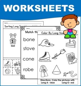 CVCE WORDS WORKSHEETS LONG VOWEL READERS ACTIVITIES SILENT E | Made By ...