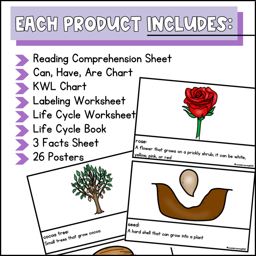 Valentine's Day Life Cycles Bundle - Rose & Cocoa Tree/ Cacao Tree ...