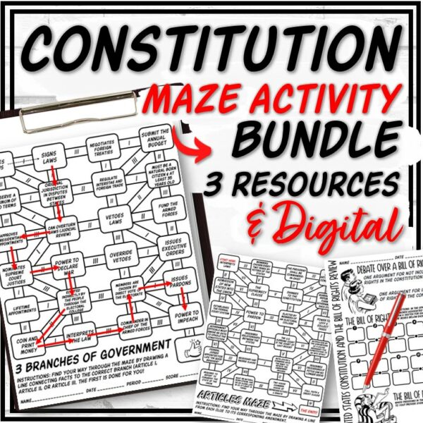 Constitution Maze Activity Bundle | Made By Teachers