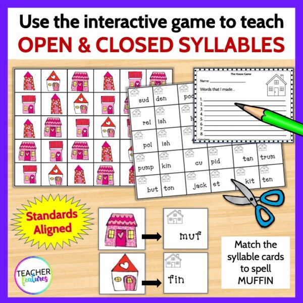 6 SYLLABLE TYPES Games OPEN and CLOSED Activities (Part 1) - Made By ...