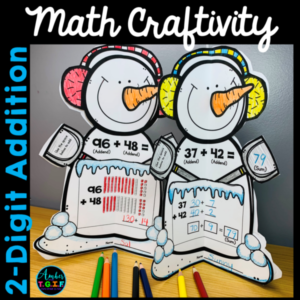 Winter Math 2 Digit Addition Craft | Snowman with and without ...