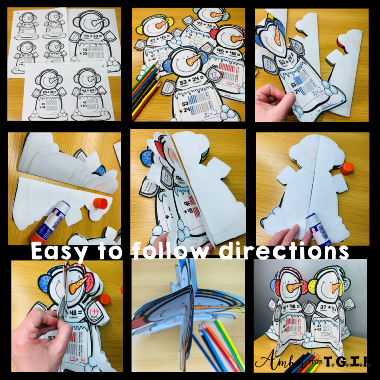 Winter Math 2 Digit Addition Craft | Snowman with and without ...