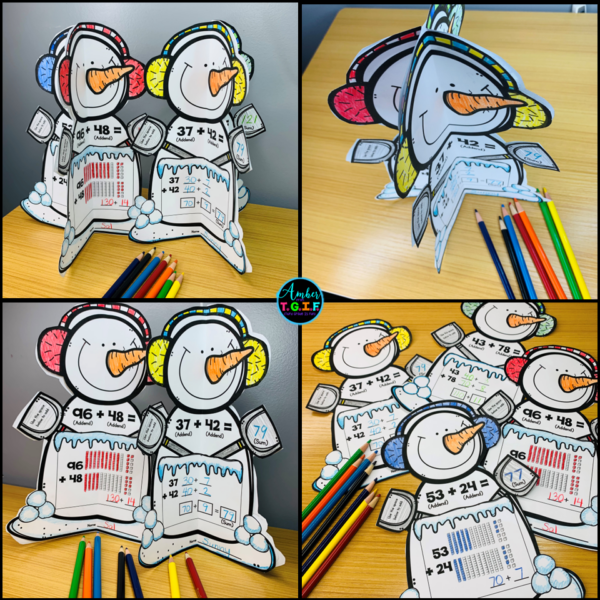 Winter Math 2 Digit Addition Craft | Snowman with and without ...